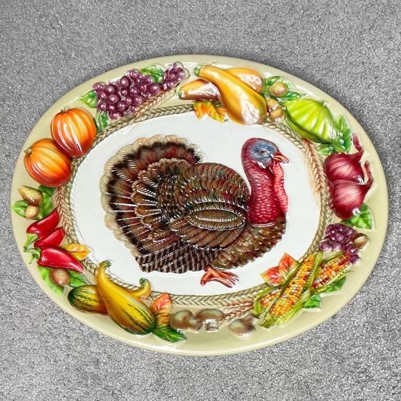 Holiday | Vintage 3d Molded Plastic Turkey Platter Ullman Autumn ...